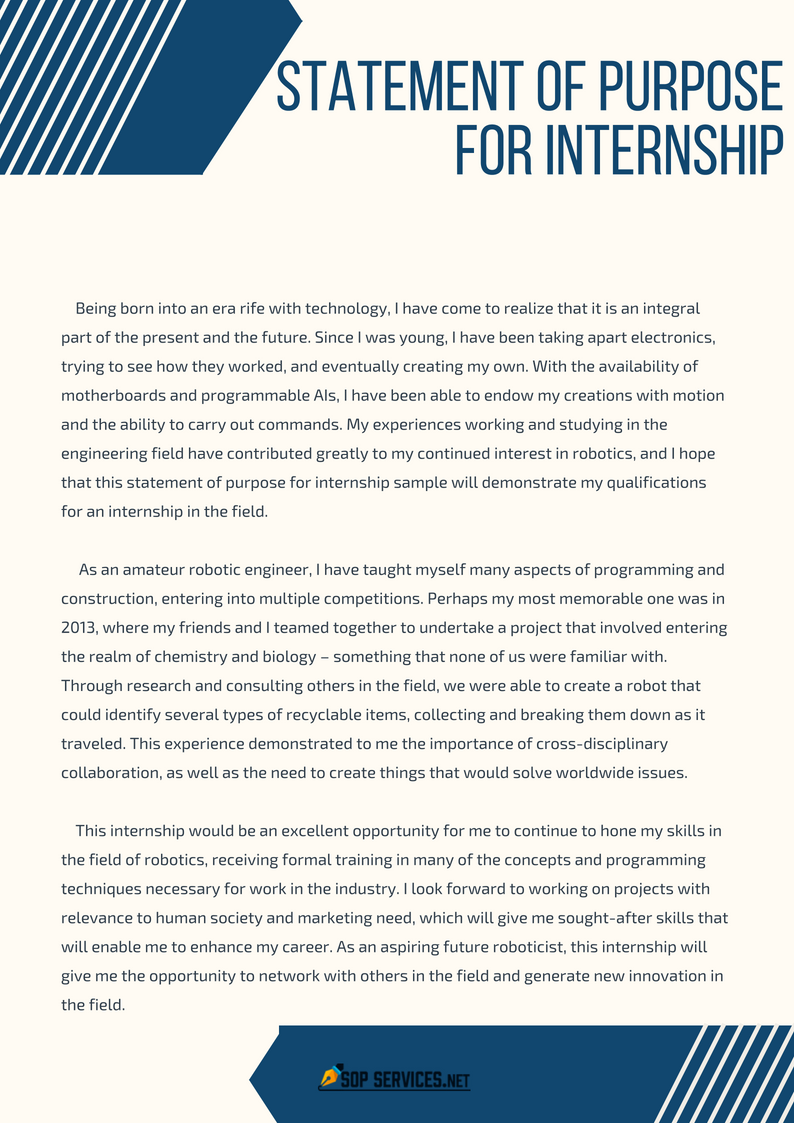 Winning Statement Of Purpose For Internship Sample Tips