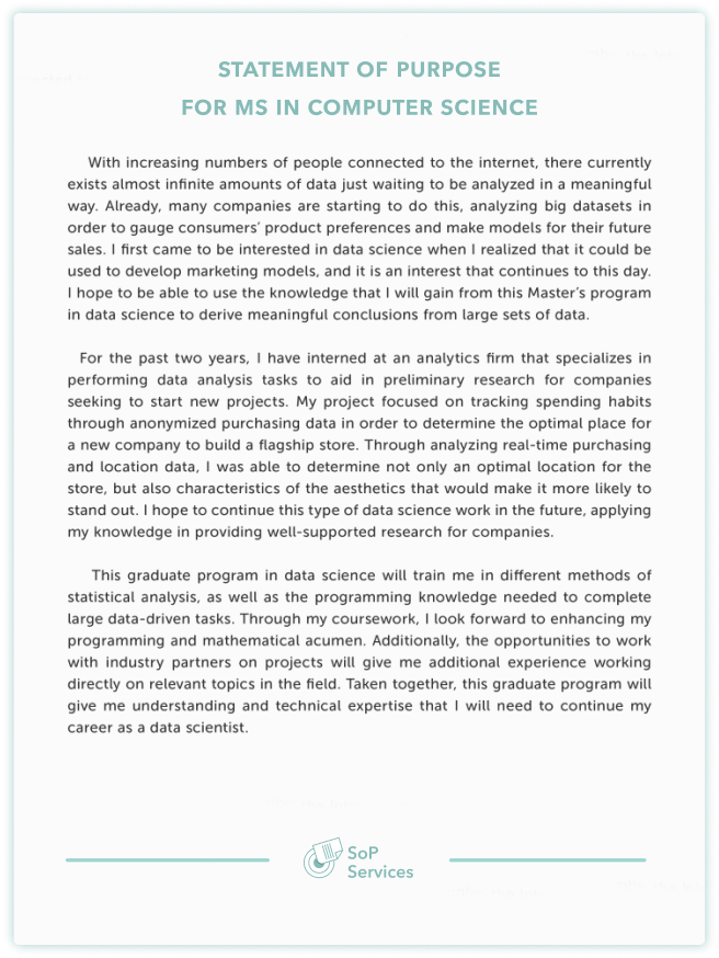 Sop For Masters In Computer Science Sample SoP For MS In Computer By 