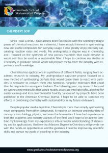 Writing a Memorable Graduate Statement of Purpose Chemistry